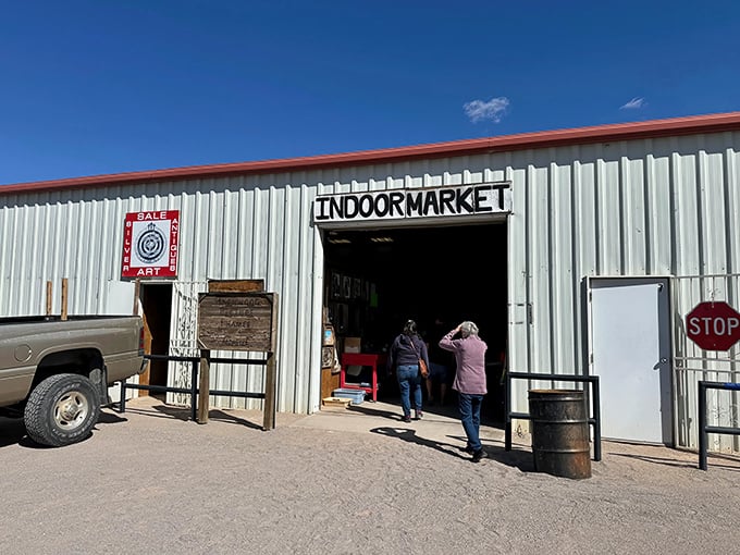 The unassuming entrance to Big Daddy's Indoor Market beckons like a portal to a parallel universe where every forgotten treasure finds new life.