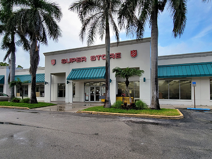 Palm trees stand guard outside this treasure hunter's paradise, where the teal awnings practically whisper, "Come find something wonderful inside!"
