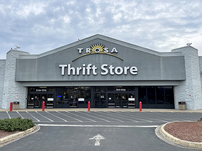 TROSA's distinctive sunburst logo welcomes shoppers to what might be Durham's most purposeful shopping adventure &ndash; where your treasure hunt supports second chances.