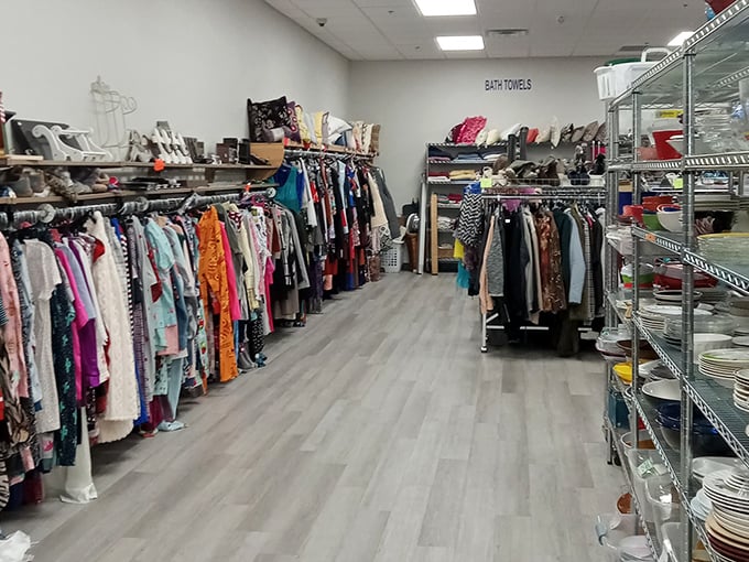 Inside ABLE's well-organized clothing department, racks of potential wardrobe refreshers await their second chance at fashion stardom.