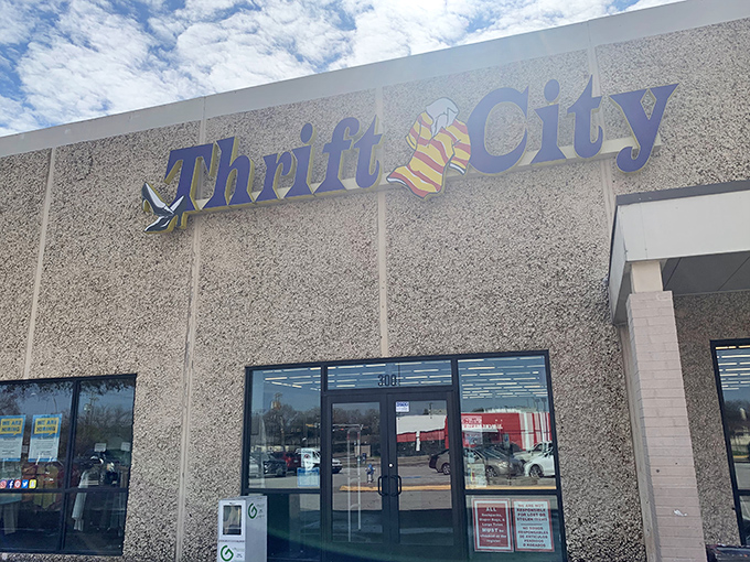The blue and yellow sign beckons like a lighthouse for bargain hunters navigating the retail seas of Richardson.