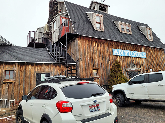 The rustic barn-like exterior isn't just charming&mdash;it's a time portal disguised as architecture. Idaho's weather-worn wood never looked so inviting.