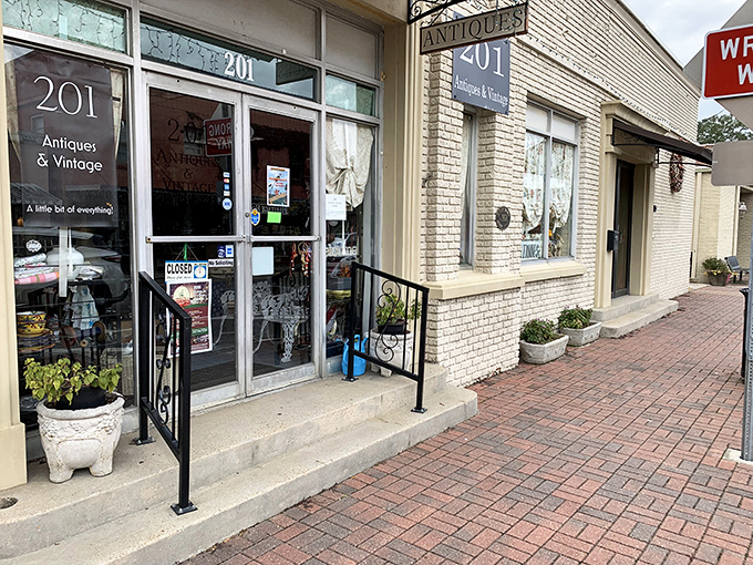 The charming storefront of 201 Antiques & Vintage beckons with its promise of "a little bit of everything" &ndash; an understatement that rivals calling the Mississippi "a bit damp."