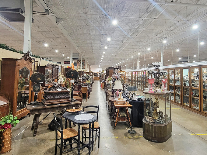 The brick facade of Relics Antique Mall beckons like a portal to the past, promising treasures and memories waiting to be rediscovered.