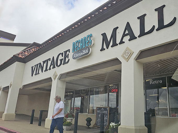 The sign says "Vintage Mall" but what it really means is "Portal to Your Childhood Memories." That person walking in is about to have their day made.