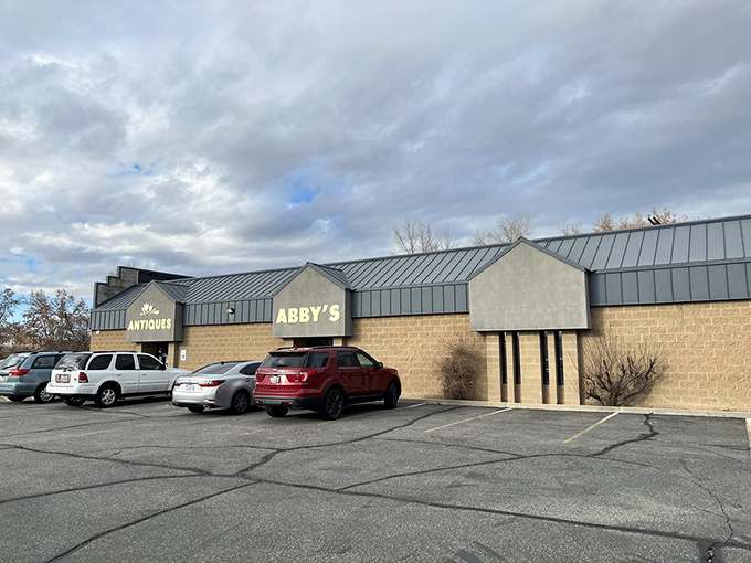 The unassuming exterior of Abby's Antique Mall belies the wonderland of vintage treasures waiting inside. Like a time-travel portal disguised as a strip mall storefront.