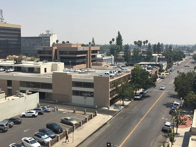 Downtown Bakersfield stretches out under clear blue skies, where wide streets and ample parking feel like a fantasy to anyone coming from LA's gridlock.