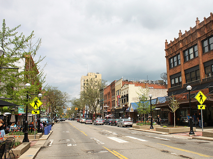 The historic Michigan Theater marquee stands as a beacon of culture in this delightfully walkable downtown district.