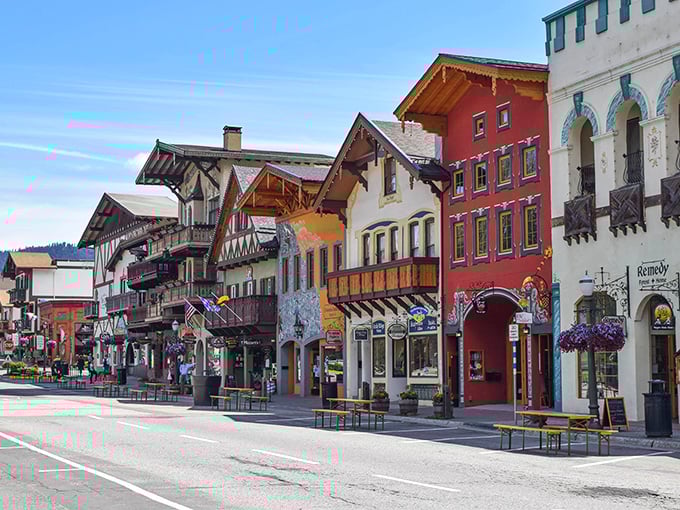 Bavarian dreams come true along Front Street, where half-timbered buildings and flower boxes transport you to the Alps without the jet lag.