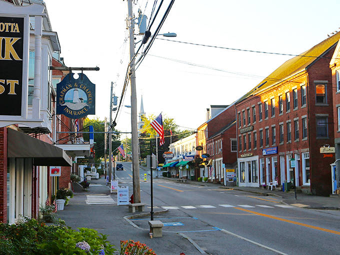 Where Norman Rockwell meets coastal Maine &ndash; the iconic Cream & Cone sign promises sweet relief after a day of exploring these picture-perfect streets.