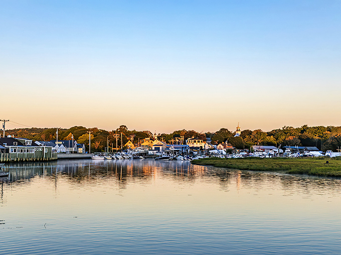Essex's iconic Main Street, where that white church steeple stands like New England's version of the North Star&mdash;guiding hungry travelers toward clam heaven.
