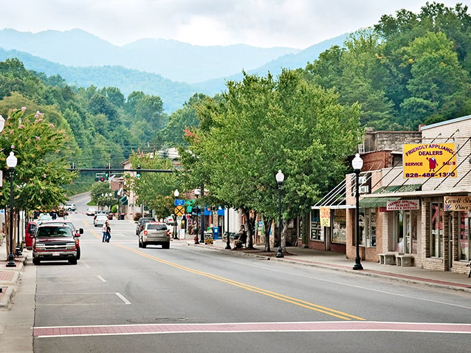 Main Street magic! Bryson City's charming thoroughfare offers a perfect blend of small-town tranquility and mountain majesty that instantly soothes the urban-weary soul.