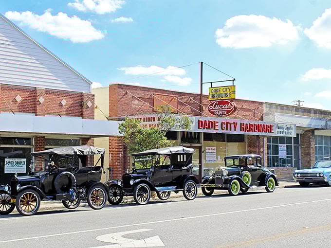 Classic cars line up outside Dade City Hardware, where time seems to move at a more civilized pace than your last trip to a big box store.