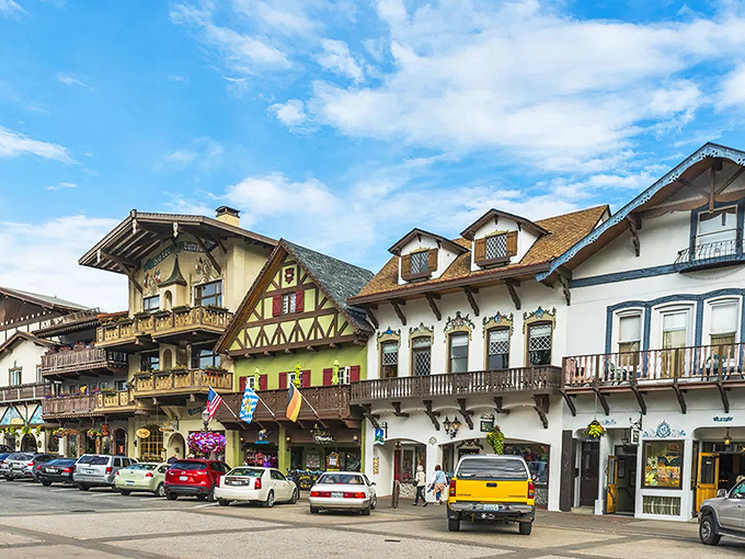 Bavarian dreams come true along Front Street, where half-timbered buildings and flower boxes transport you to the Alps without the jet lag.