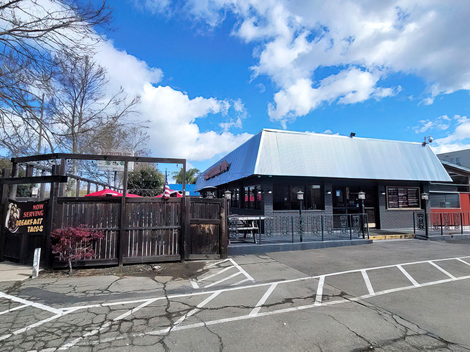 The A-frame sanctuary of smoke and salvation stands proudly on South Winchester Boulevard, beckoning hungry pilgrims with its distinctive silhouette and promise of barbecue bliss.