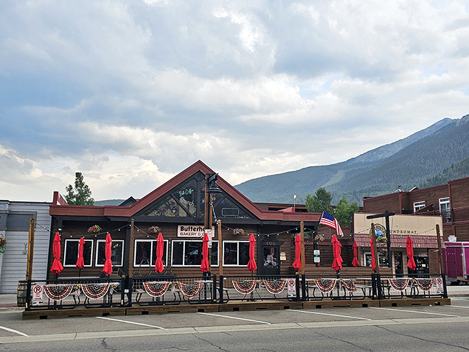 Framed by Colorado's majestic mountains, Butterhorn's exterior is the breakfast equivalent of a siren song &ndash; those red umbrellas practically waving you in for pancake perfection.