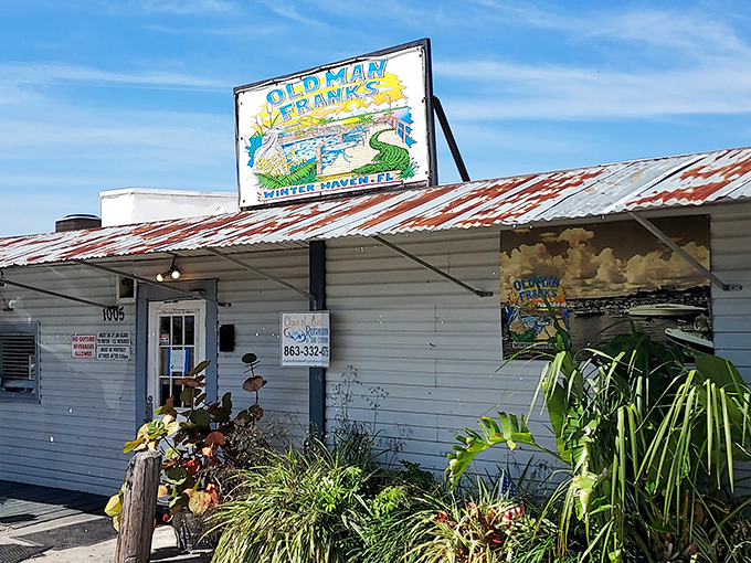 The weathered tin roof and hand-painted sign tell you everything &ndash; this isn't fancy Florida, this is authentic Florida. Seafood paradise awaits.