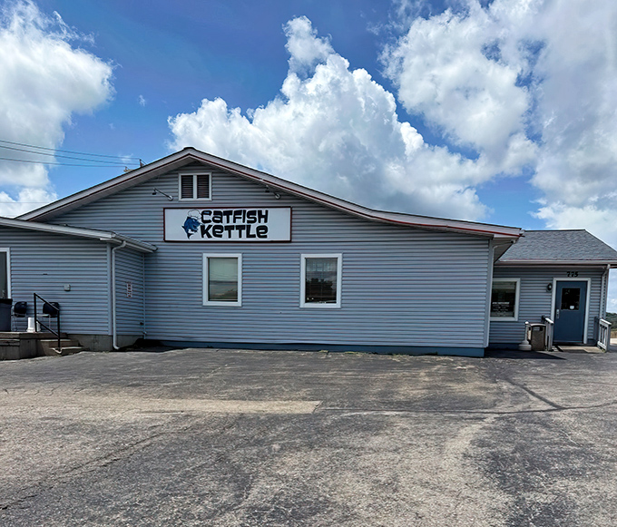 The blue exterior with its cartoon catfish chef logo is like a beacon to hungry travelers &ndash; simple, unpretentious, and promising delicious things within.