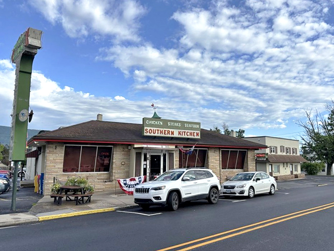 The unassuming stone exterior of Southern Kitchen beckons like a lighthouse for hungry travelers on Route 11. Classic Americana at its finest.