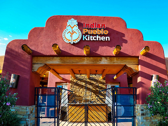 Bathed in golden New Mexico sunlight, this entrance isn't just a doorway&mdash;it's a portal to centuries of culinary tradition waiting to be savored.