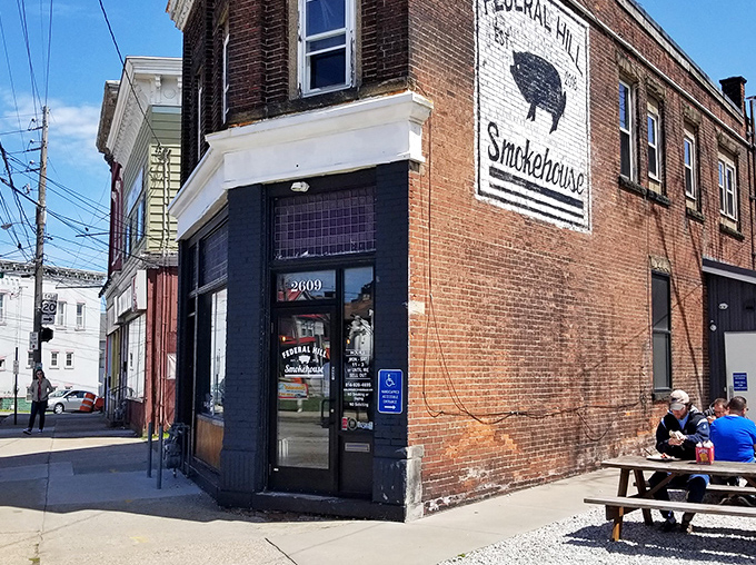 The corner brick building that launched a thousand road trips. Federal Hill Smokehouse's unassuming exterior hides Erie's worst-kept culinary secret.