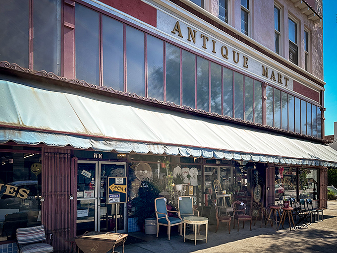 The historic fa&ccedil;ade of Pomona Antique Mart beckons with promises of treasures within, like a time capsule disguised as a storefront. Those sidewalk displays are just appetizers for the feast inside.