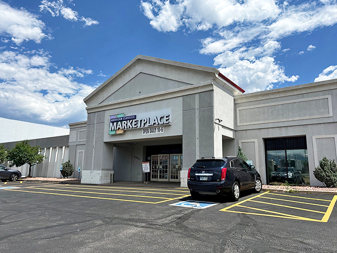 The unassuming exterior of American Classics Marketplace belies the treasure trove within. Like finding a portal to the past hiding in plain sight.