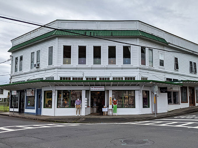 The corner building stands like a time capsule in downtown Hilo, its white walls and green trim beckoning treasure hunters from across the island.