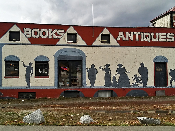 Sunflowers and silhouettes greet treasure hunters! The whimsical exterior of Foster's Crossing promises adventures in time travel, no DeLorean required.
