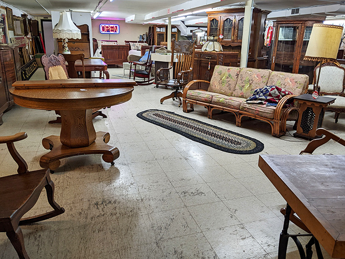 Mid-century furniture heaven awaits! This showroom could furnish your grandmother's living room or your next indie film set with equal authenticity.