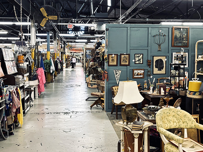 This industrial wonderland stretches forever, where exposed beams meet endless possibilities and every corner promises a new discovery.