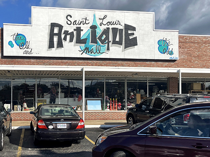 The iconic storefront beckons treasure hunters with its distinctive blue-accented sign &ndash; a mid-century portal to yesterday's treasures waiting to be rediscovered.