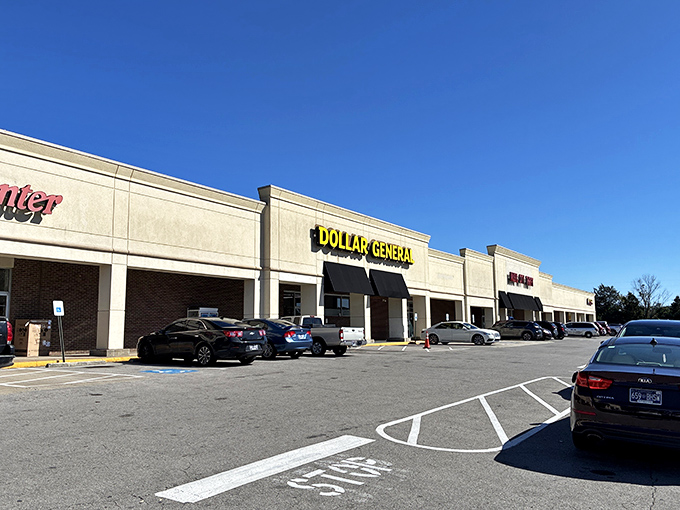 The iconic yellow Dollar General sign beckons like a budget-friendly lighthouse guiding shoppers to safe harbor from inflation's stormy seas.