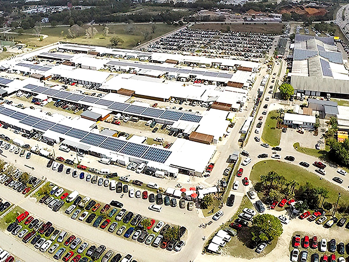 An aerial view that makes treasure hunters weak in the knees&mdash;Fleamasters sprawls across Fort Myers like a small city dedicated to the art of the deal.