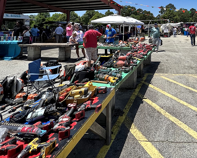 Power tools paradise! Where weekend warriors find their weapons and professionals score deals that would make Bob Vila jealous.