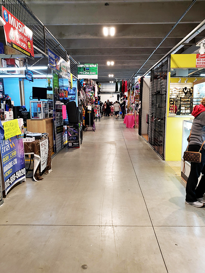 That bold red exterior isn't subtle about its mission—Buyer's Flea Market announces itself to Chicago with the confidence of a place that knows exactly what it is.