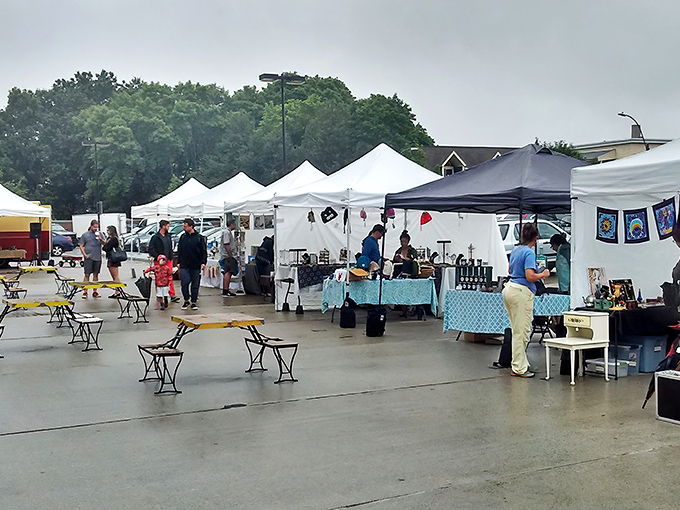 White tents stretch across the pavement like a village of treasure caves, each one promising discoveries that'll make your friends jealous.