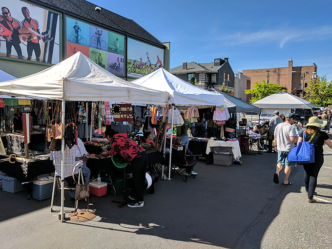 White tents line downtown Missoula's streets, creating a vibrant marketplace where local artisans transform an ordinary Saturday into a treasure hunt for the senses.