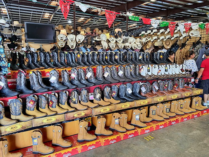 Cowboy boots as far as the eye can see! This isn't just footwear&mdash;it's a leather-bound library of American style stories waiting to be worn.