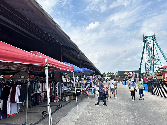 Where retail therapy meets actual carnival rides! Traders Village Houston offers the unique opportunity to shop for bargains while a roller coaster towers nearby.
