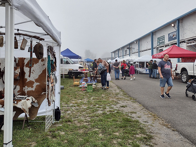 A treasure hunter's paradise stretches as far as the eye can see, with colorful tents and eager shoppers creating a bargain-hunting metropolis in Dublin.