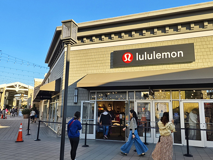 Lululemon's storefront promises athletic wear that makes you look good while pretending you might actually use that gym membership.