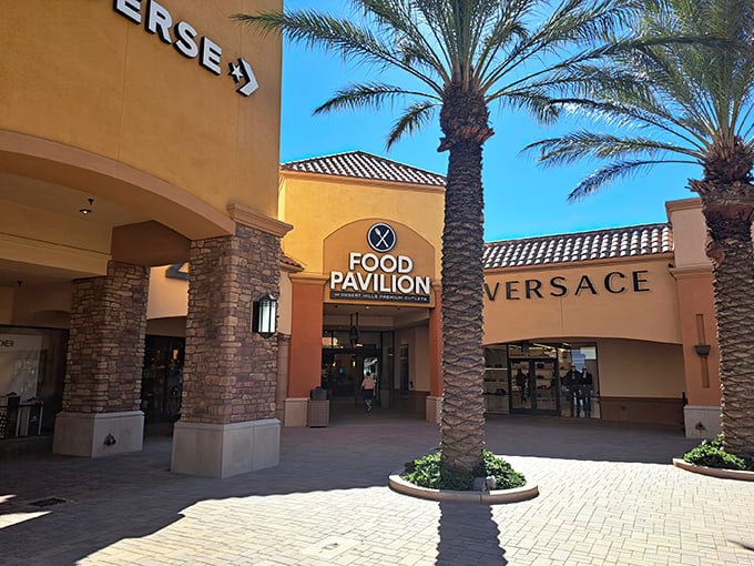 The Mediterranean-meets-desert architecture houses fashion royalty like Versace alongside a Food Pavilion that fuels serious shoppers for their next retail conquest.