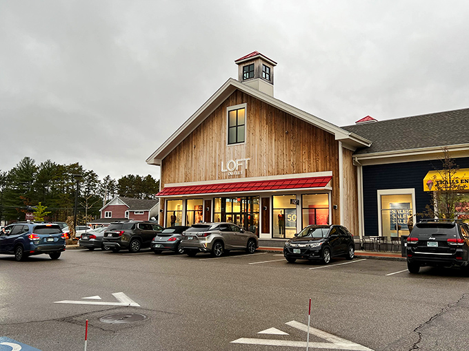 LOFT's rustic-chic exterior proves that even outlet architecture can have personality. Like a barn that went to design school and came back with ambition.