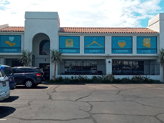 The welcoming facade of Thrift to Thrive beckons with colorful promise &ndash; like a desert mirage, except this oasis actually delivers.