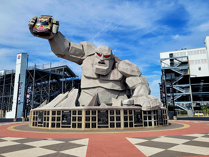 Miles the Monster emerges from the earth like Delaware's answer to Godzilla, except this giant prefers NASCAR vehicles to Tokyo skyscrapers.