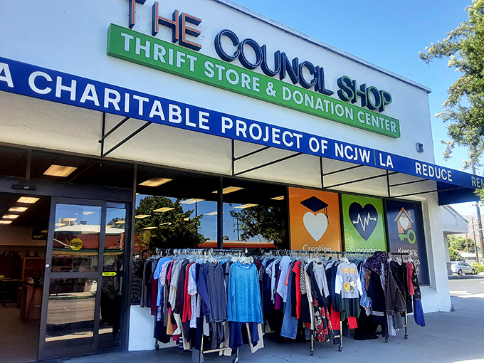 The storefront beckons with promise &ndash; colorful signage and racks of clothing offering a preview of the treasures waiting inside this charitable Burbank gem.