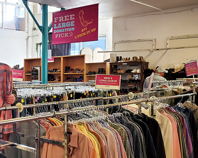 Racks upon racks of potential wardrobe upgrades await, with helpful signage guiding you to your next fashion revelation.