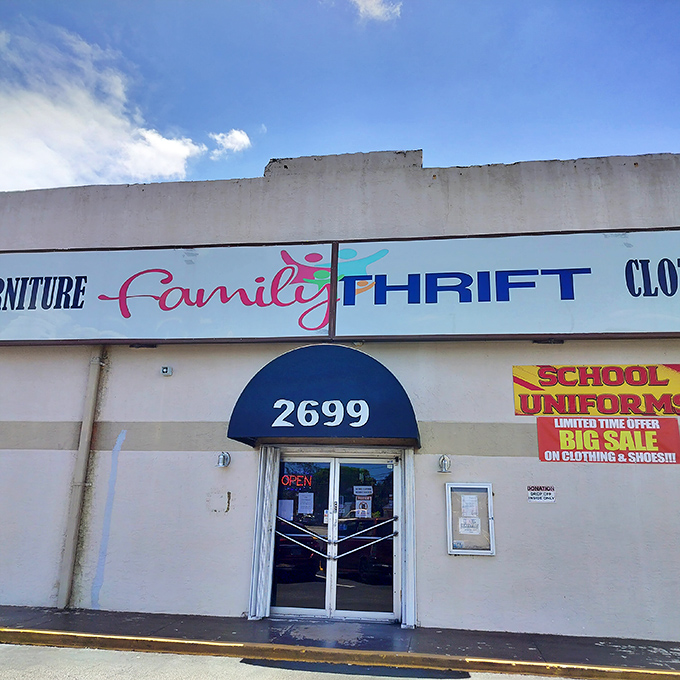 The unassuming storefront of Family Thrift Store in Lauderdale Lakes hides a universe of treasures within. Like a speakeasy for bargain hunters, you need to know it to love it.