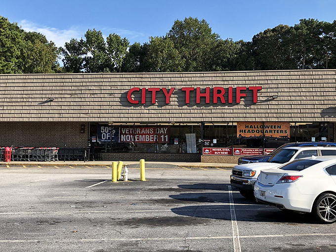 The bold red letters of City Thrift beckon bargain hunters like a siren song to treasure-seeking sailors.